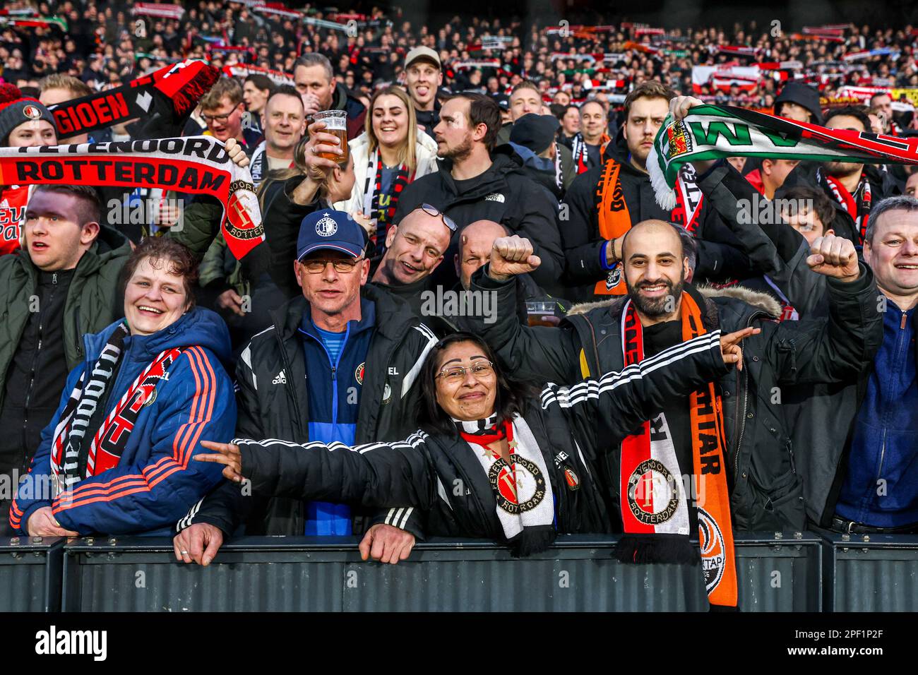 ROTTERDAM, NETHERLANDS - MARCH 16: Feyenoord fans during the UEFA ...