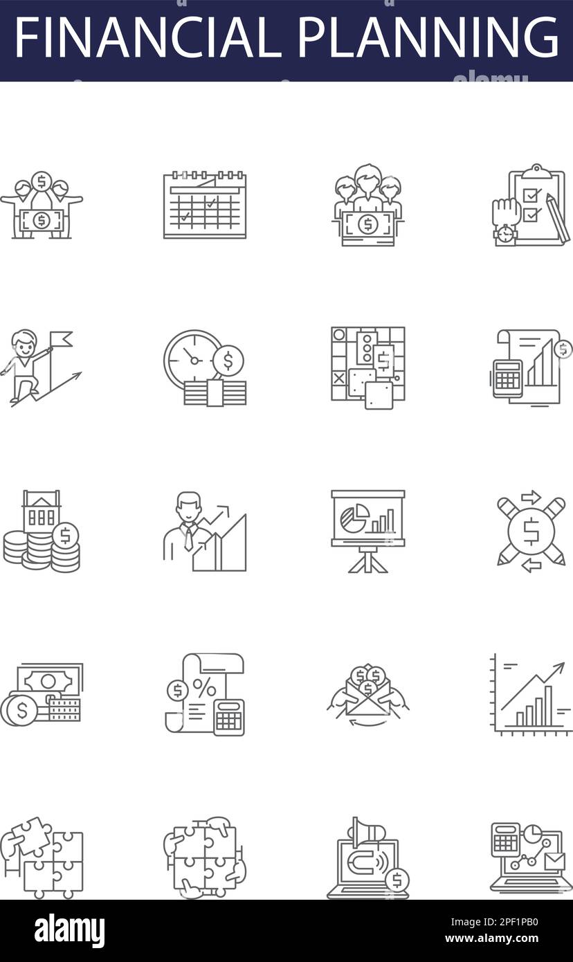 Financial planning line vector icons and signs. Planning, Investing ... Financial planning line vector icons and signs. Planning, Investing ...