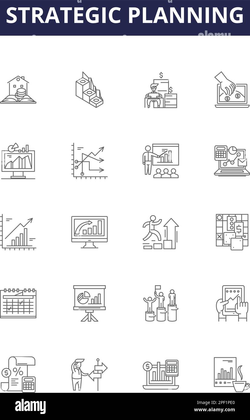 Strategic planning line vector icons and signs. strategy, strategic ...