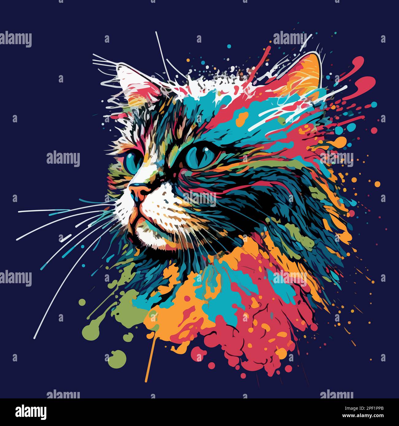 Colorful cat pop art vector illustration Stock Vector Image & Art - Alamy
