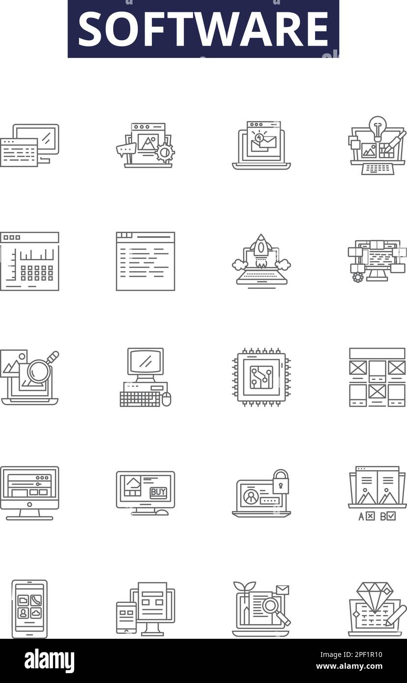 Software Line Vector Icons And Signs Program App Software Development Suite Operating