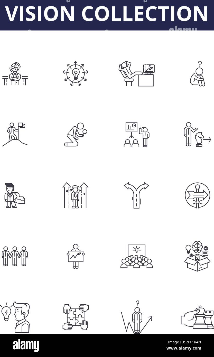 Vision collection line vector icons and signs. success, collection ...