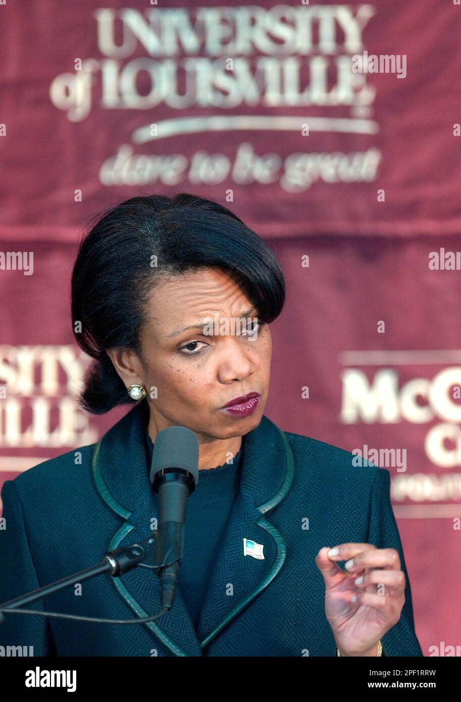 National Security Adviser Condoleezza Rice delivers a speech at the ...