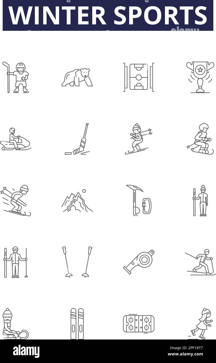Winter sports line vector icons and signs. Snowboarding, Ice-skating ...