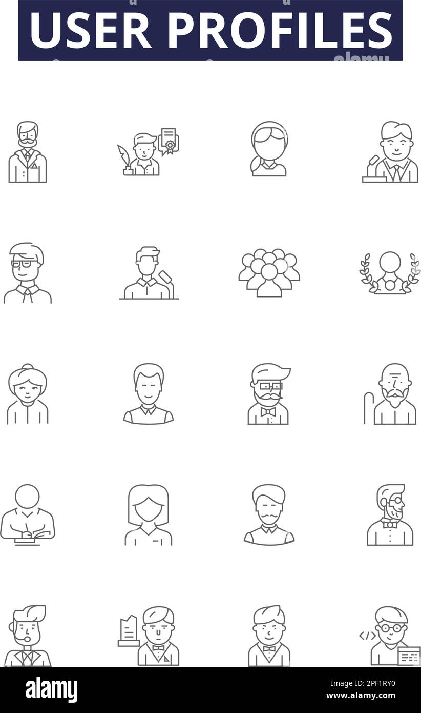 User profiles line vector icons and signs. social, people, person ...