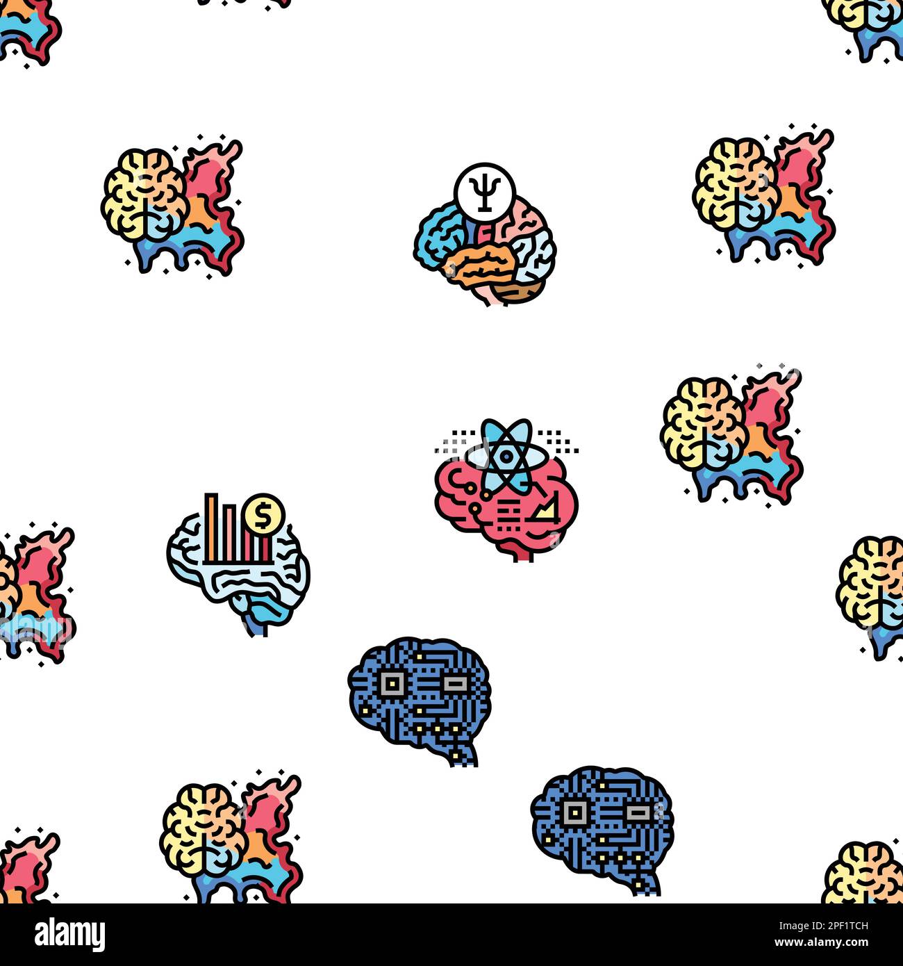 brain human mind head idea vector seamless pattern Stock Vector Image ...