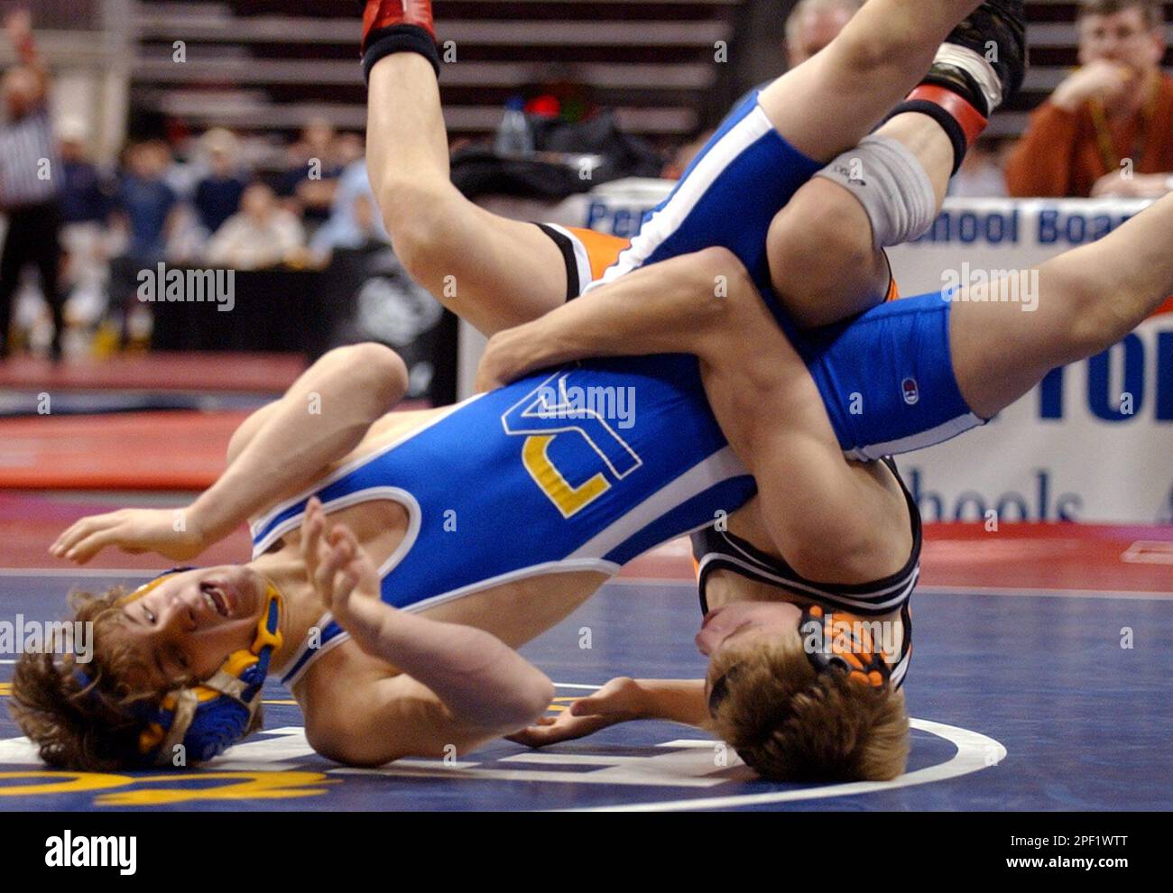 Derry Area's Troy Dolan, left, and Hyndman's Josh Snyder struggle for a ...