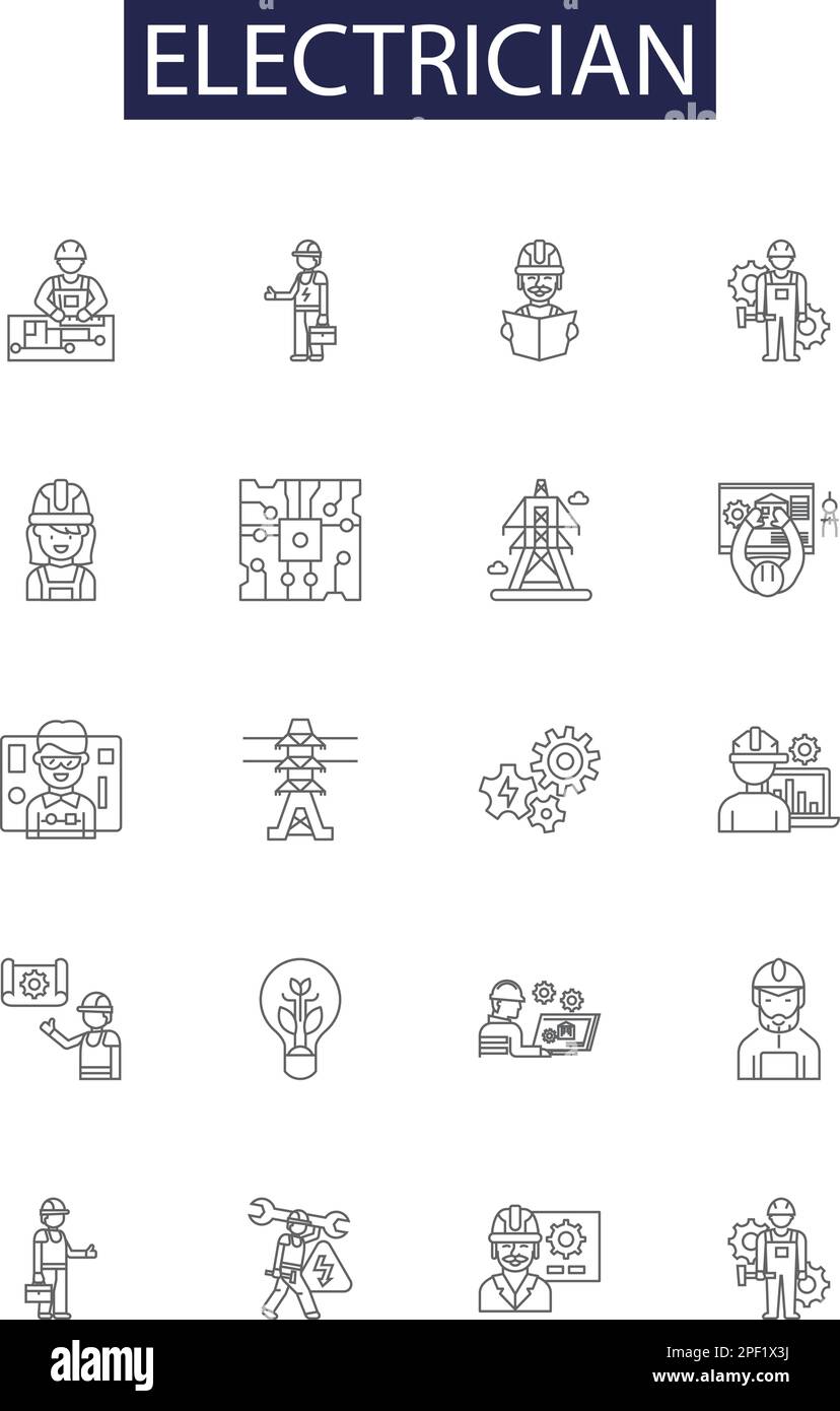 Electrician line vector icons and signs. Wiring, Repair, Lighting ...