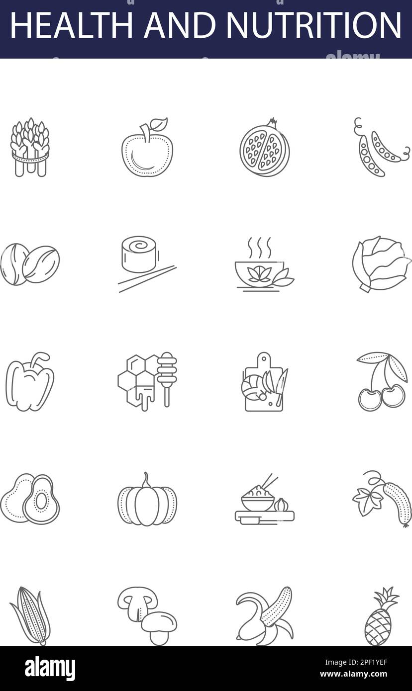 Health and nutrition line vector icons and signs. Nutrition, Health ...