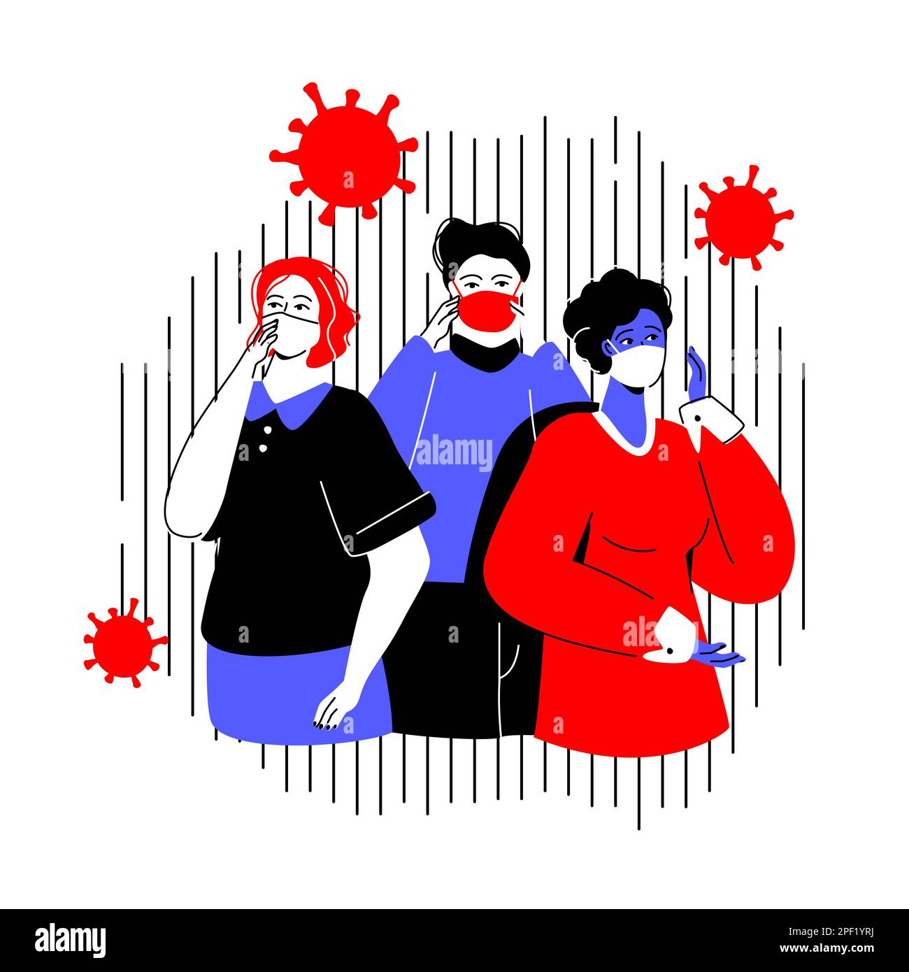 Wear a mask for protection - colorful flat design style illustration ...