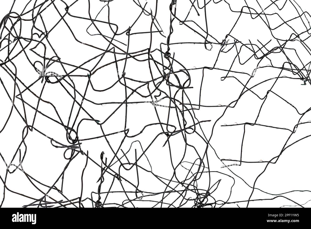 The texture of the metal mesh. Torn, destroyed, broken metal mesh on a ...