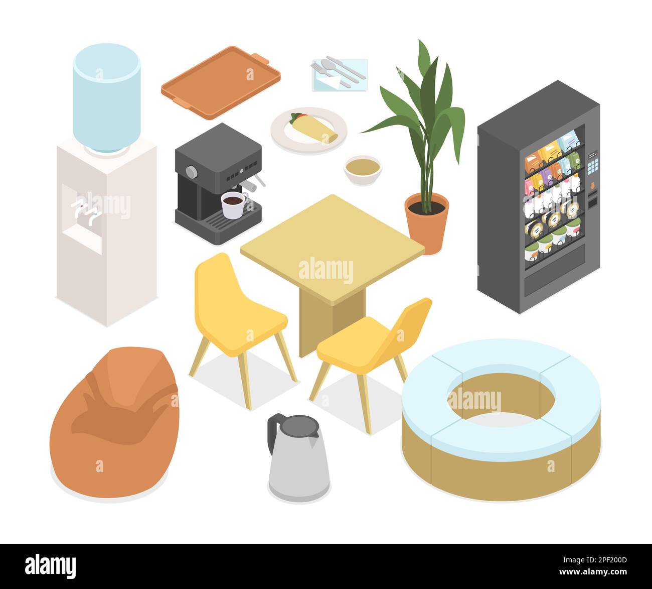 Office kitchen - modern vector colorful isometric object set Stock ...