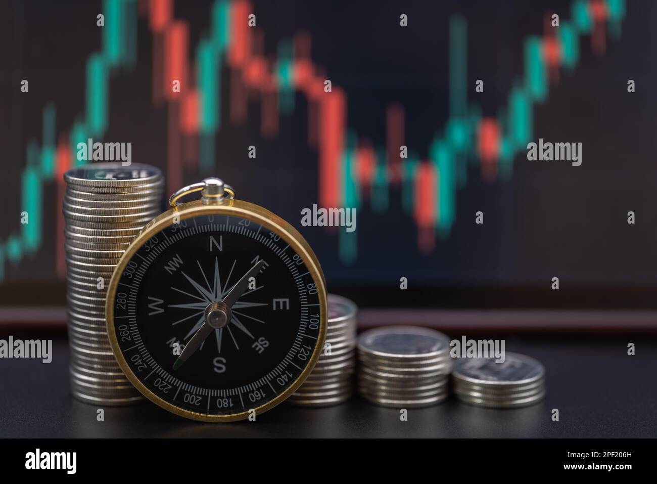 Business, Planning and Direction Concept. Closeup of vintage compass ...