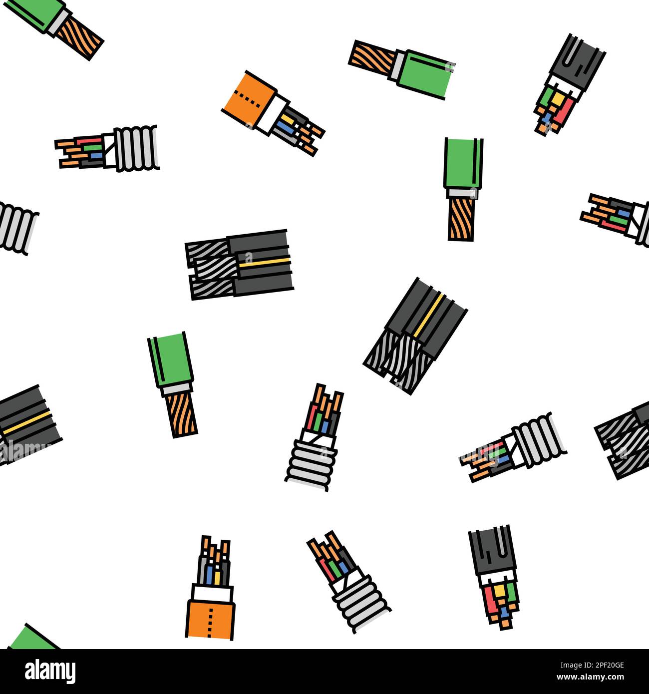 Wire Cable Technology Connection Vector Seamless Pattern Stock Vector