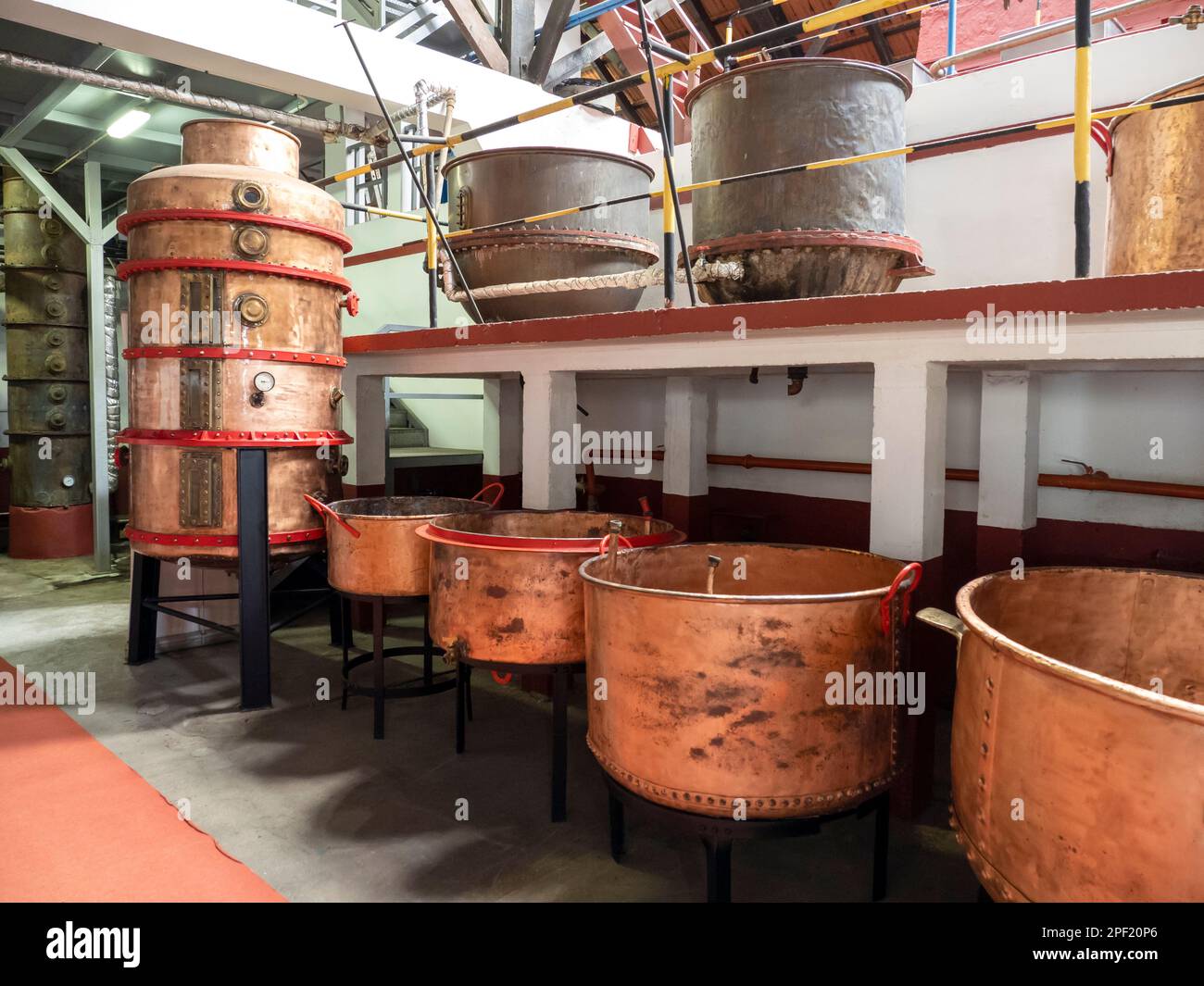 Copper vats in a Rum factory that used Sugar Cane to ferment, in Porto ...
