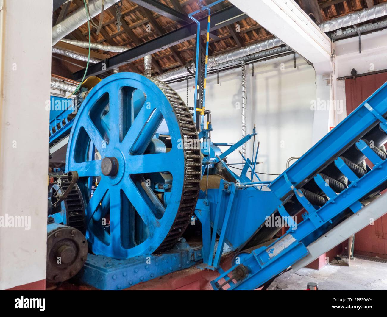 A Sugar Cane pressing machine in a rum factory in Porto Da Cruz ...