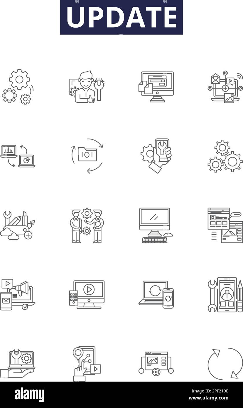 Update line vector icons and signs. update, sign, icon, software ...
