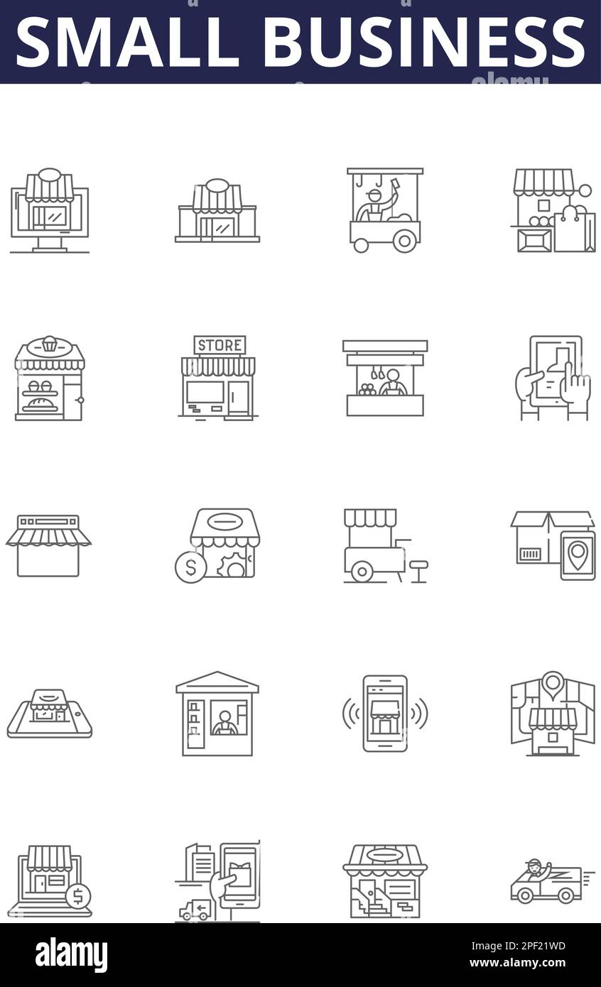Small Business Line Vector Icons And Signs Entrepreneurial Freelance