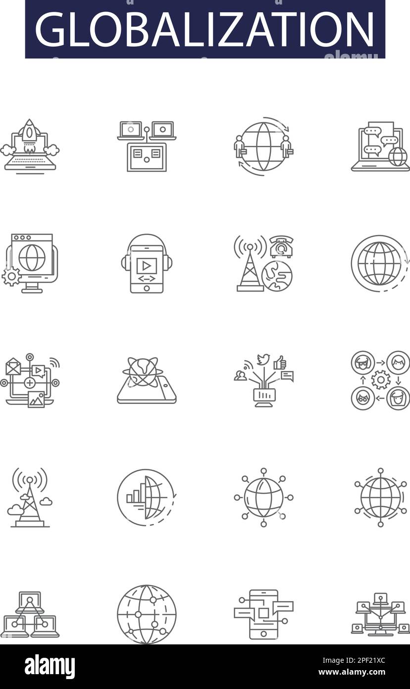 Globalization line vector icons and signs. Economic, Trade ...