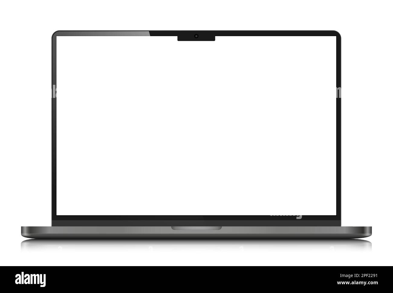 Realistic laptop layout with a white screen and a light silver case ...