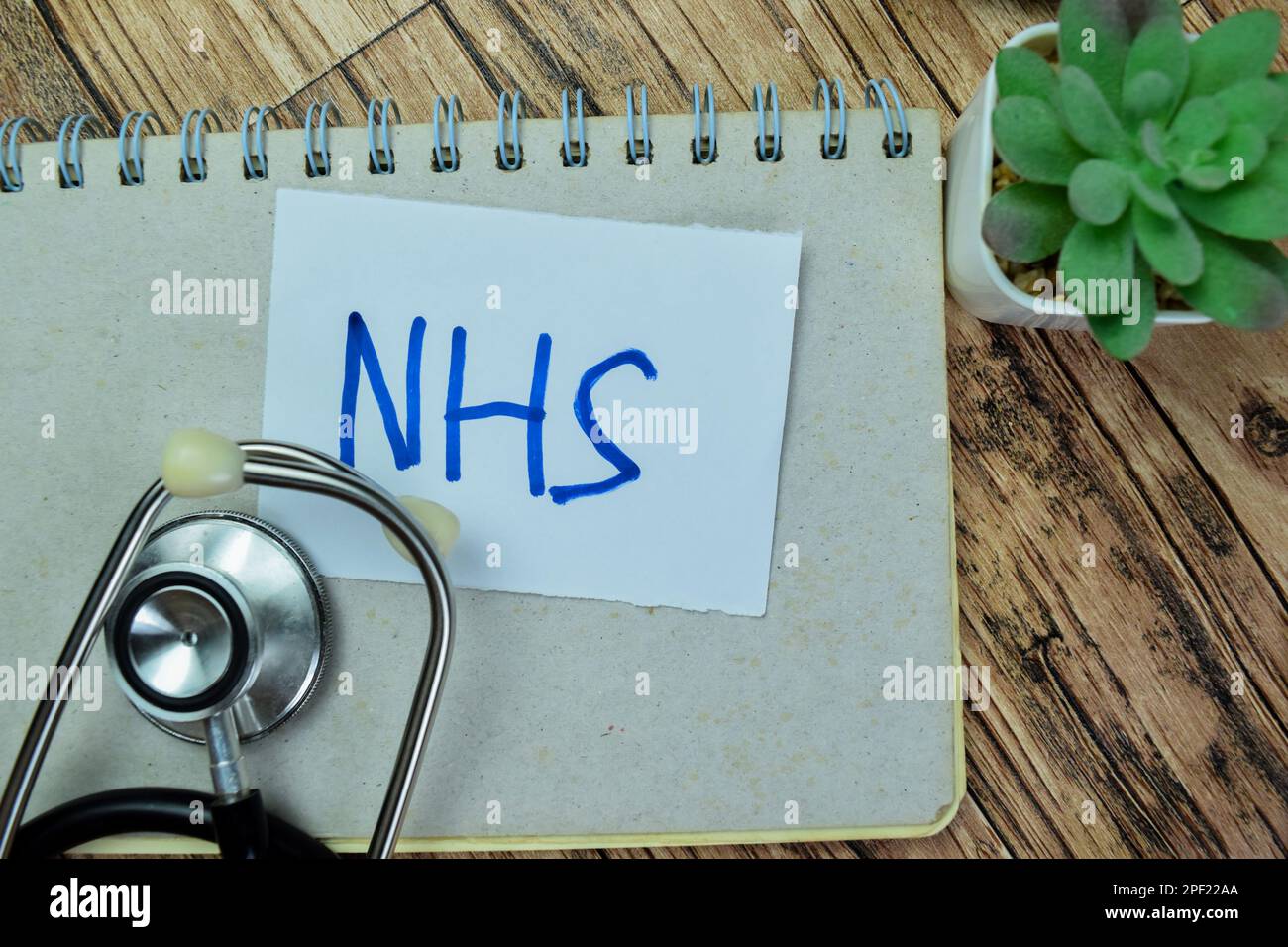 Concept of NHS write on sticky notes with stethoscope isolated on ...
