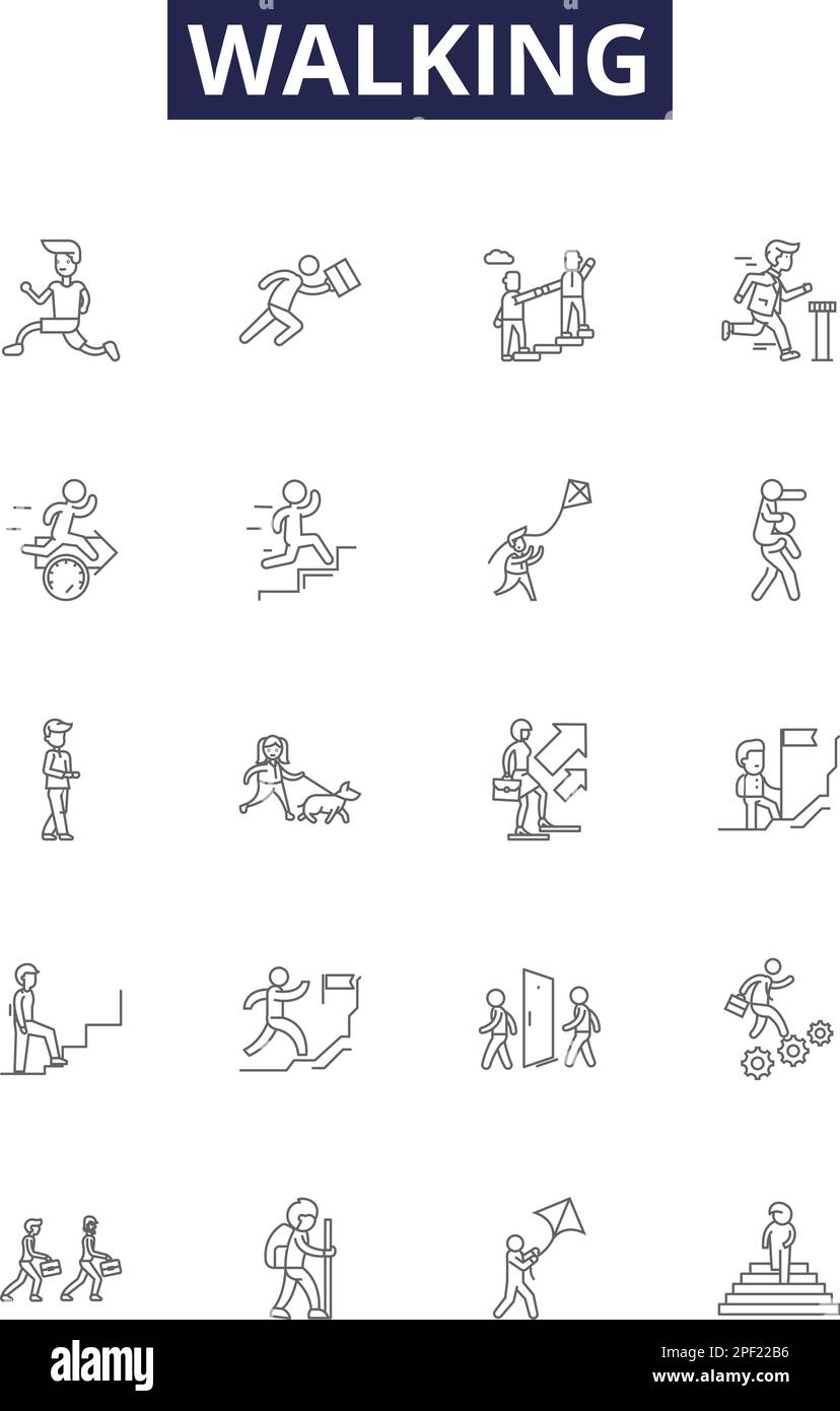 Walking line vector icons and signs. Striding, Stepping, Shuffling ... Walking line vector icons and signs. Striding, Stepping, Shuffling ...