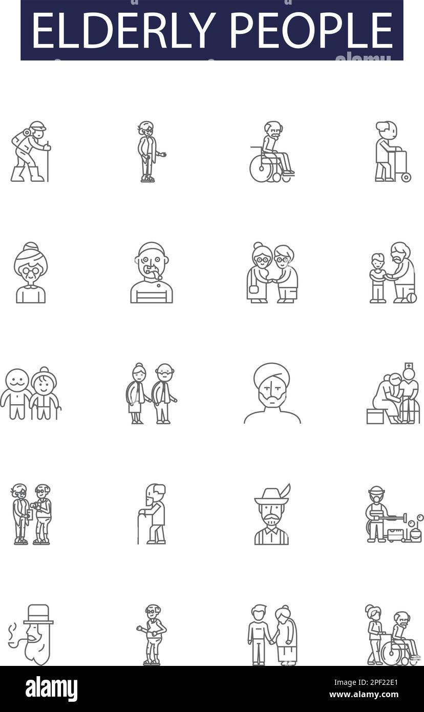 Elderly people line vector icons and signs. People, Aged, Seniors ...