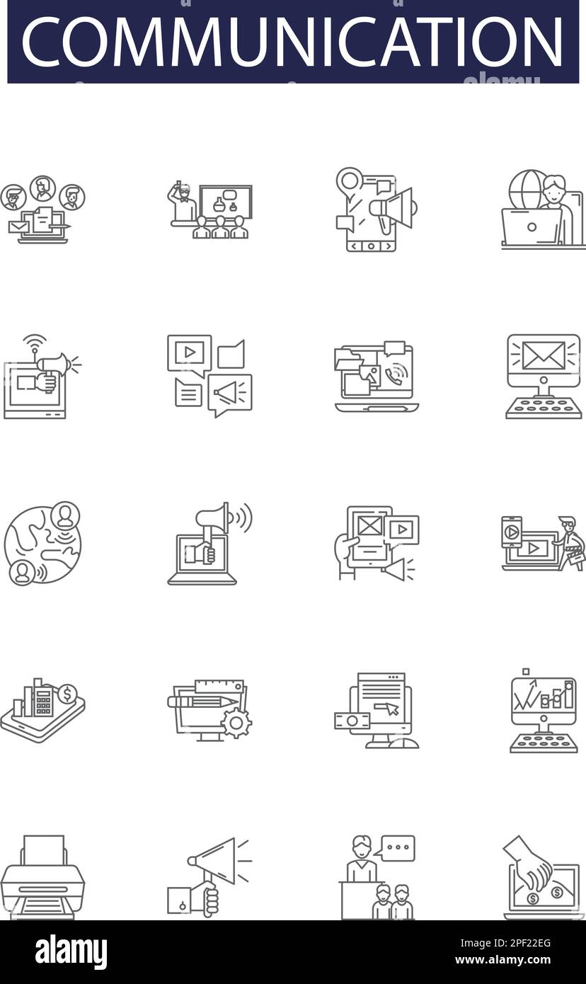 Communication line vector icons and signs. converse, convey, dialogue, discuss, express ...