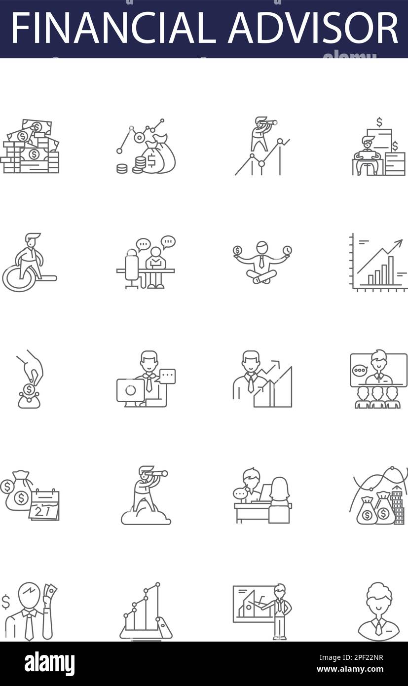 Financial advisor line vector icons and signs. Financial, Consultant ...