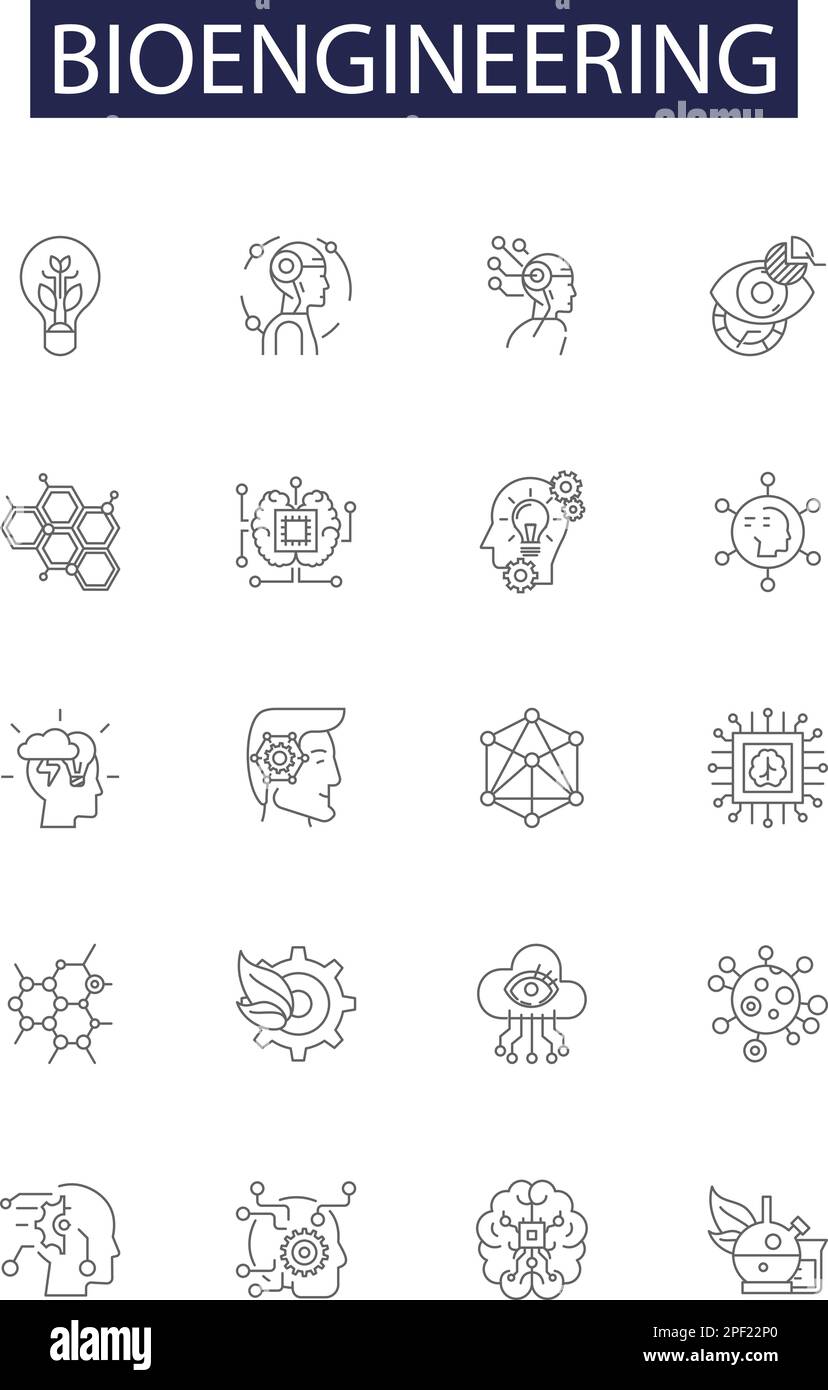 Bioengineering line vector icons and signs. Biotech, Biomaterial ...