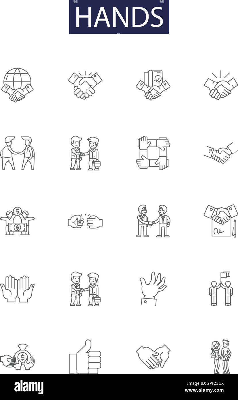 Hands line vector icons and signs. Fingers, Grips, Clenches, Digits ...