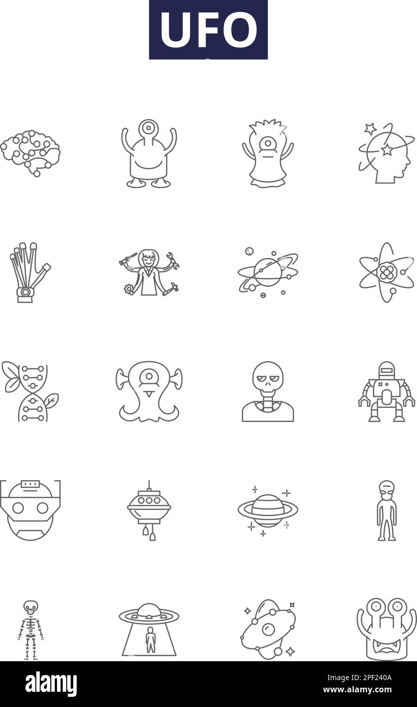 Ufo line vector icons and signs. Alien, Extraterrestrial, Sighting ...