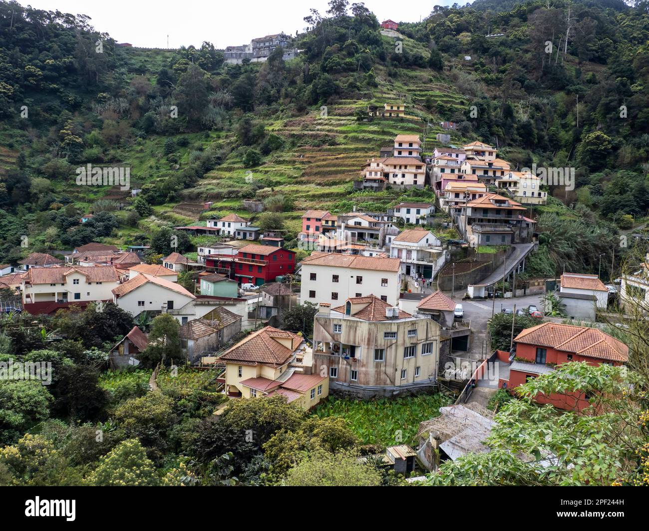 Houses and terracing in Marocos in Madeira Stock Photo - Alamy