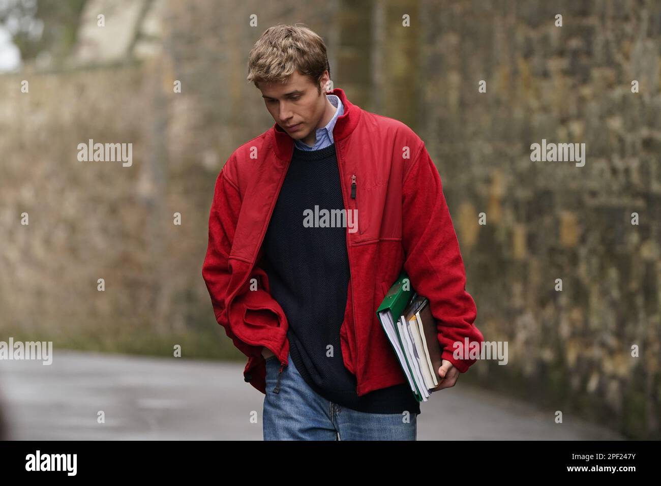 Actor Ed McVey, who plays the part of Prince William, filming scenes in ...