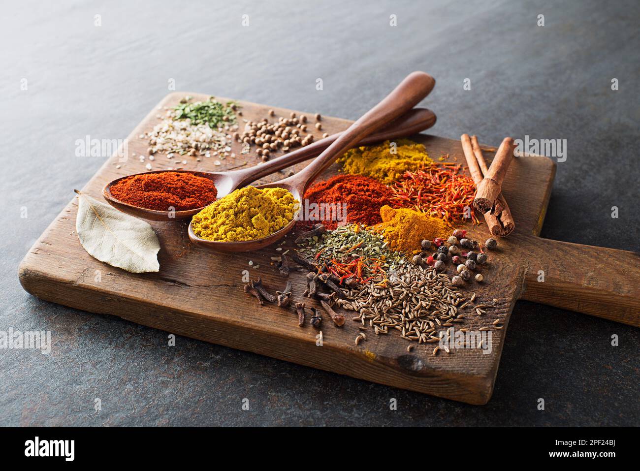 Colorful herbs and spices for cooking meal. Indian and asian spices On ...
