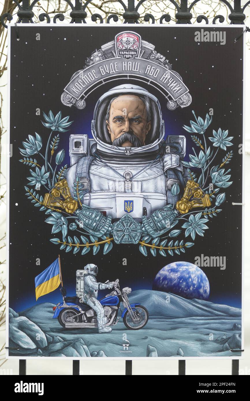 IVANO-FRANKIVSK, UKRAINE - MARCH 16, 2023 - A poster that features ...