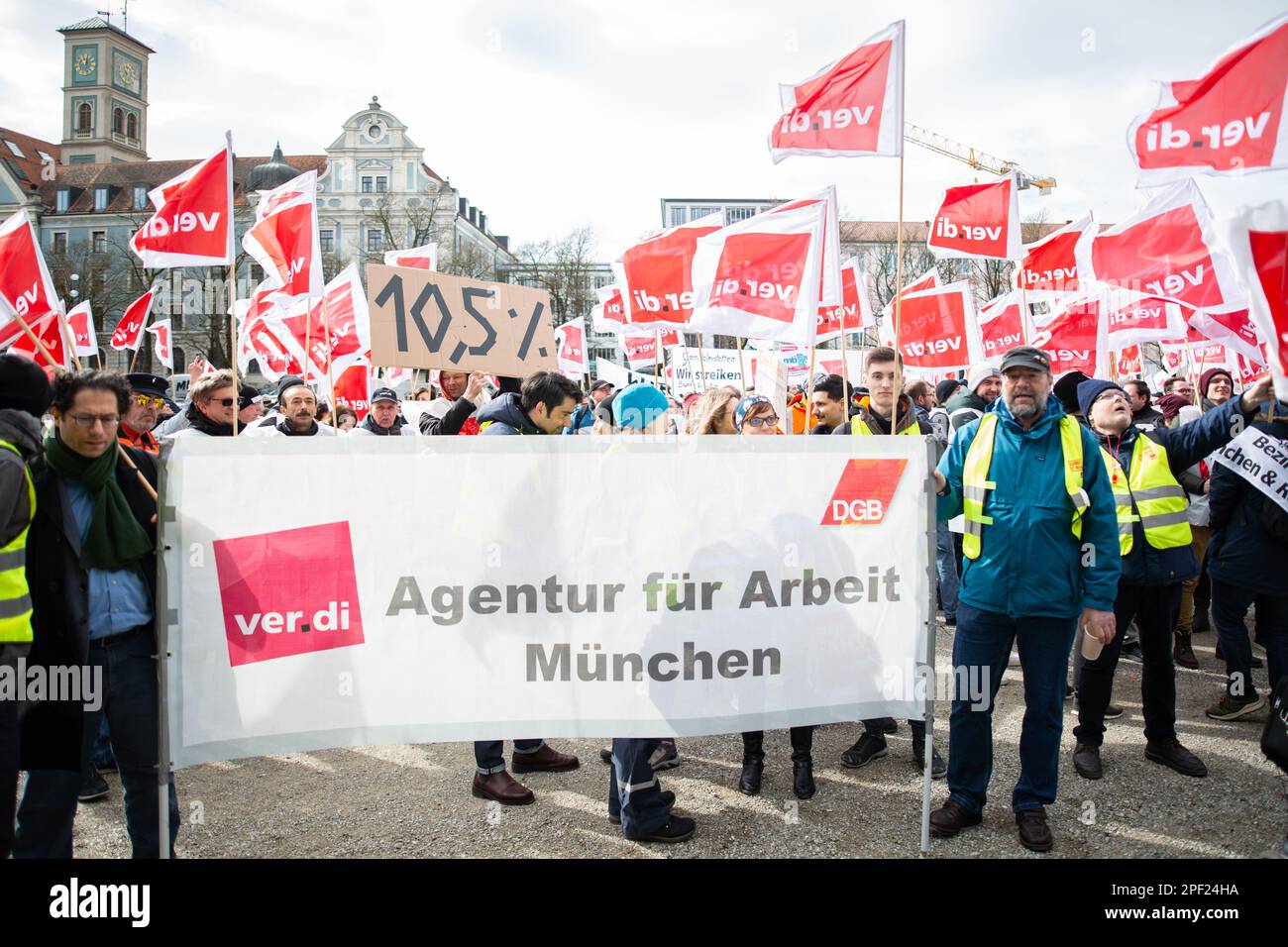 Public sector workers went on strike in Munich, Germany on March 9 ...