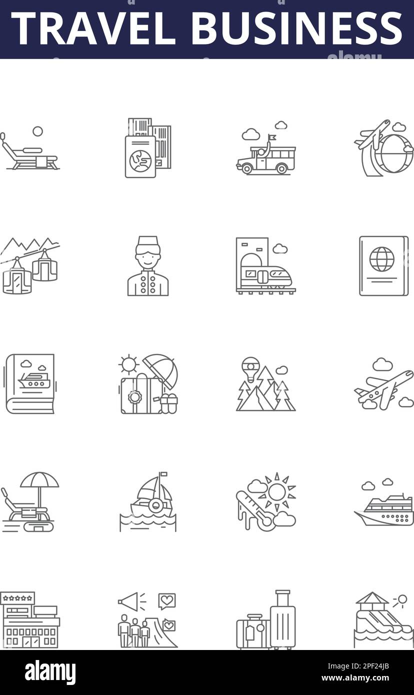 Travel business line vector icons and signs. Holidays, Journey ...