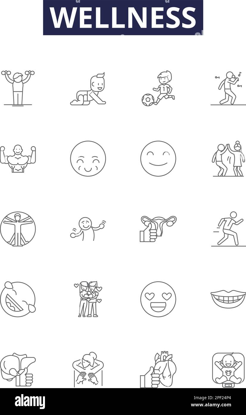 Wellness line vector icons and signs. Fitness, Balance, Nutrition ...