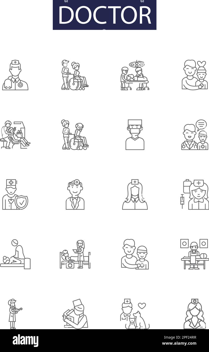 Doctor line vector icons and signs. Surgeon, Practitioner, Consultant ...