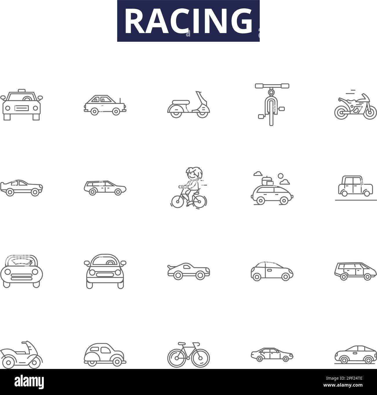 Racing line vector icons and signs. Track, Sprint, Marathon, Lap, Auto ...