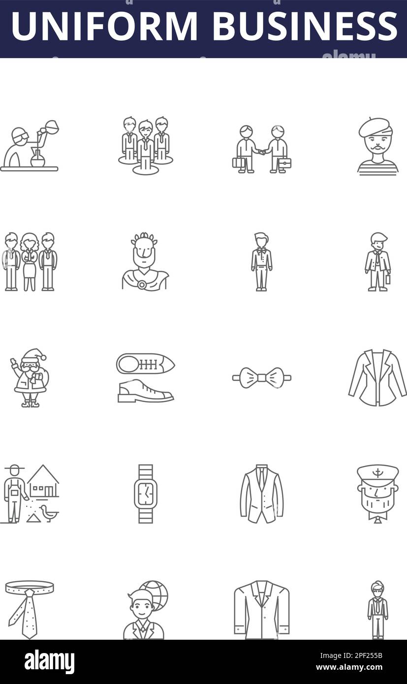 Uniform business line vector icons and signs. Business, Clothing ...