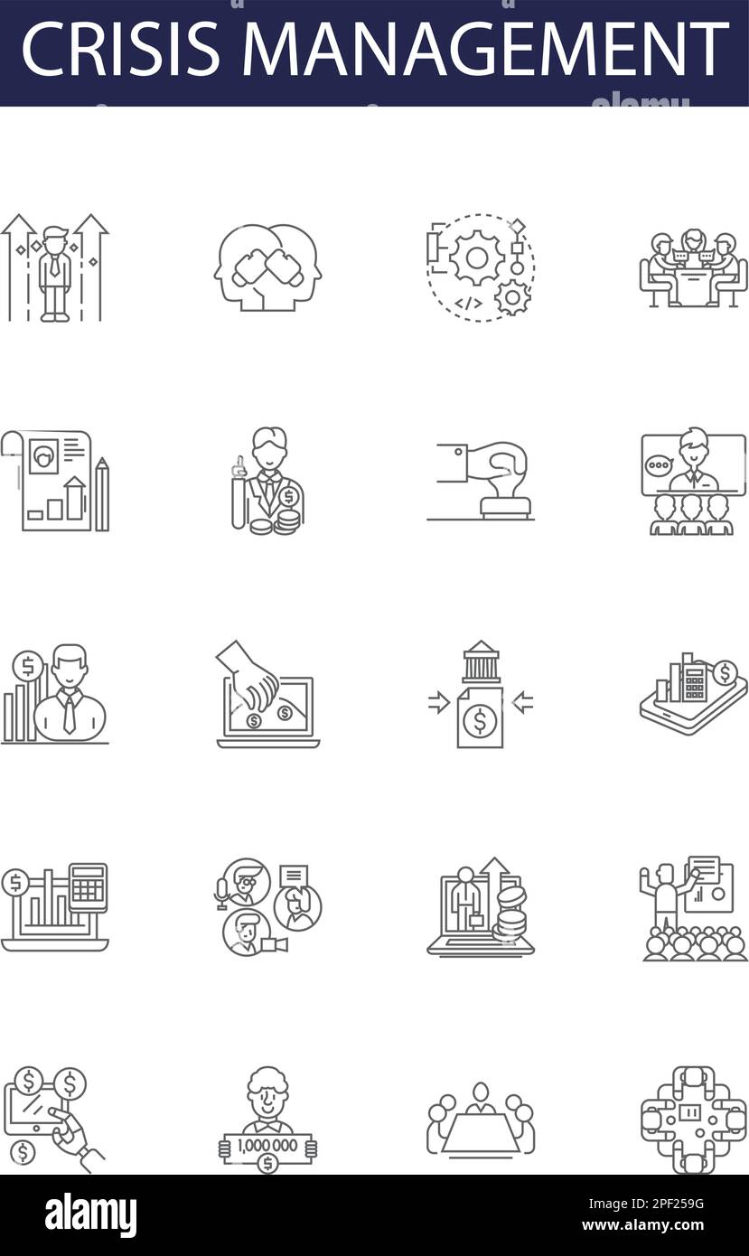 Crisis management line vector icons and signs. Management, Planning ... Crisis management line vector icons and signs. Management, Planning ...
