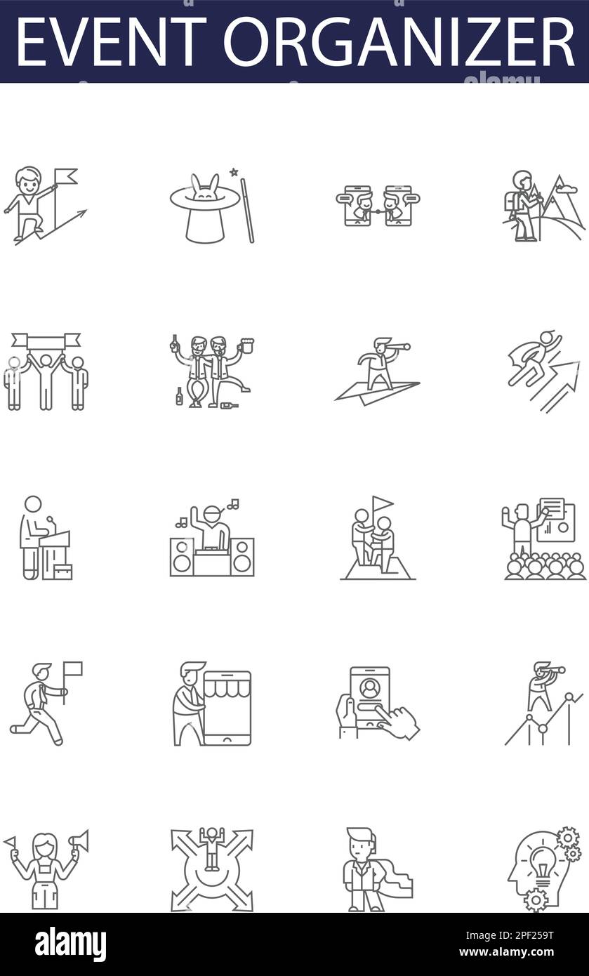 Event organizer line vector icons and signs. Organiser, Coordinator ...