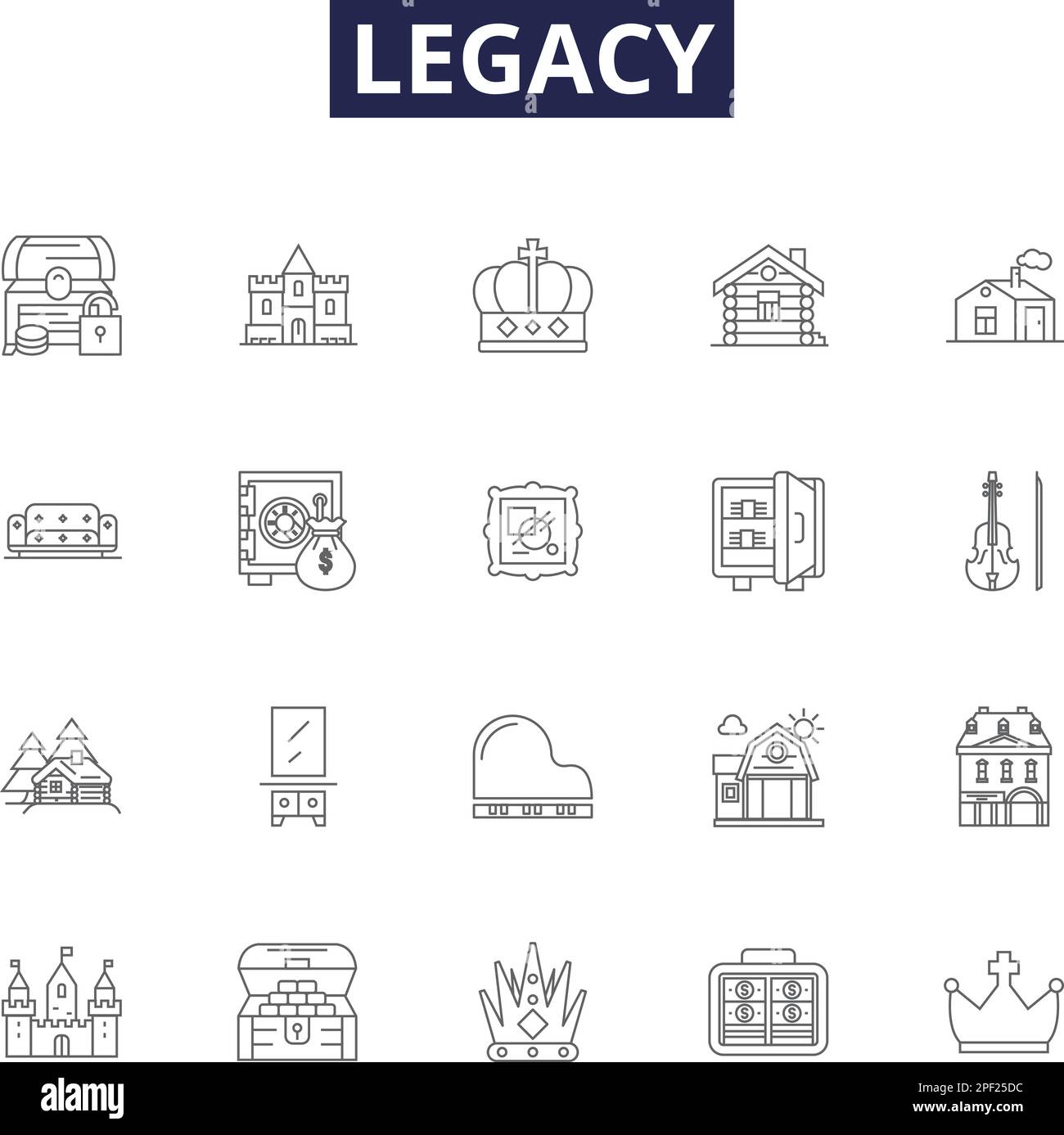 Legacy line vector icons and signs. Inheritance, Tradition, Bequest ...