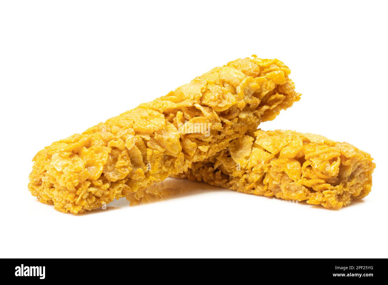 Two sticks of cereal cornflake bars isolated on white background Stock ...