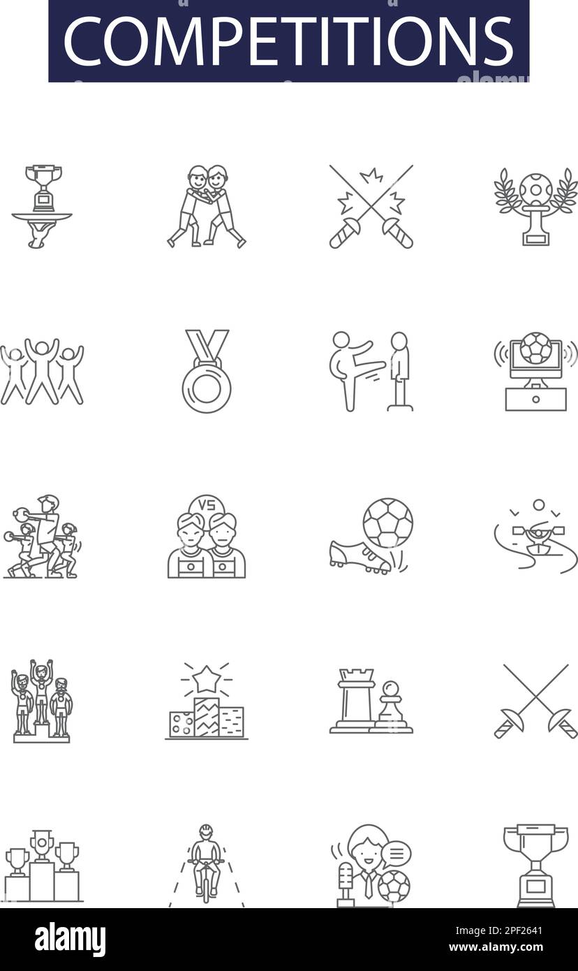 Competitions line vector icons and signs. Tournaments, Races ...