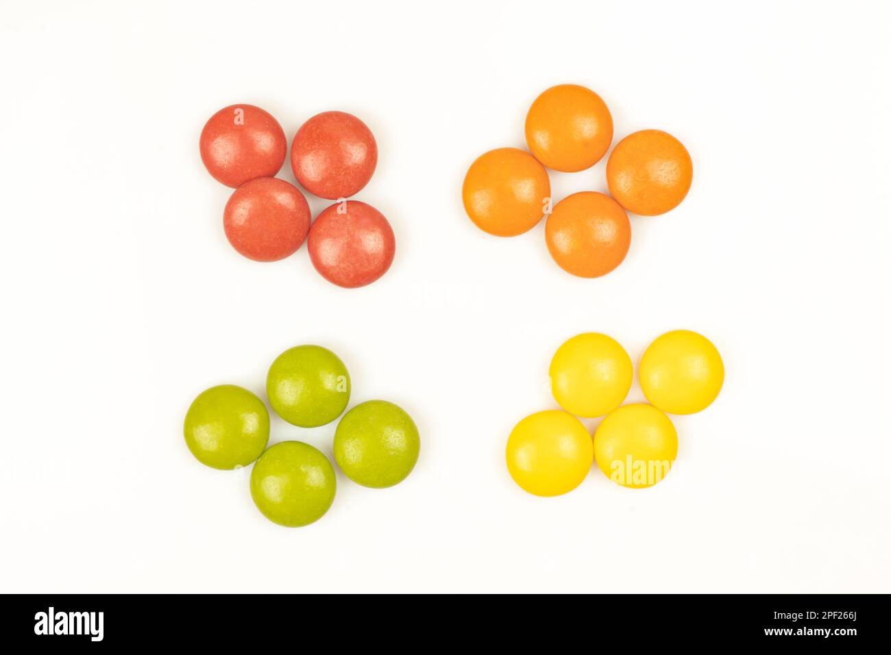 Four groups of colored drops isolated on white background. Mint ...