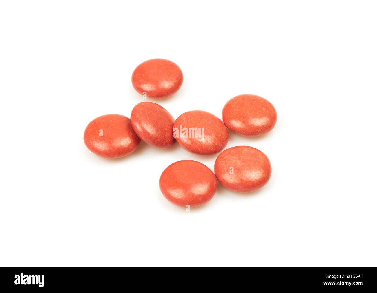 Few red drops isolated on white background. Mint flavoured candies ...