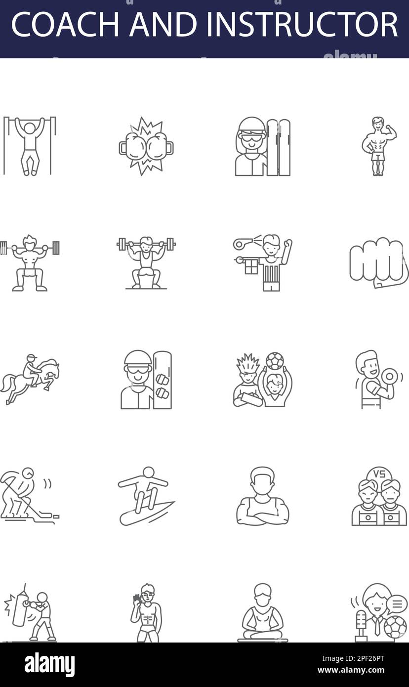 Coach and instructor line vector icons and signs. instructor, coach ...